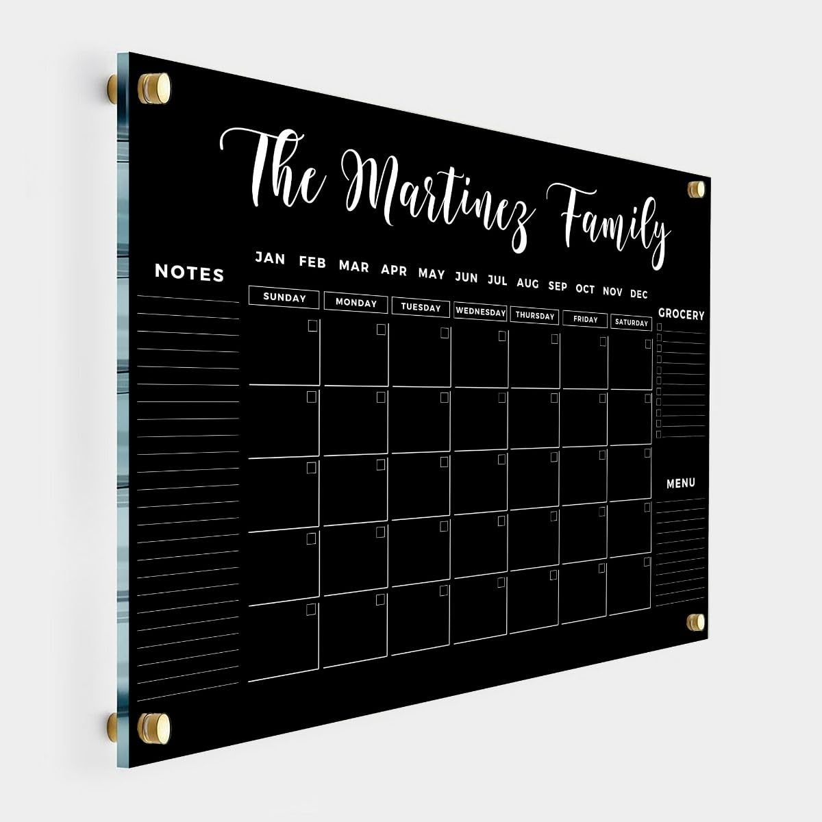 Personalized Family Name Calendar with 3 Side Headers - Black – Clicked ...